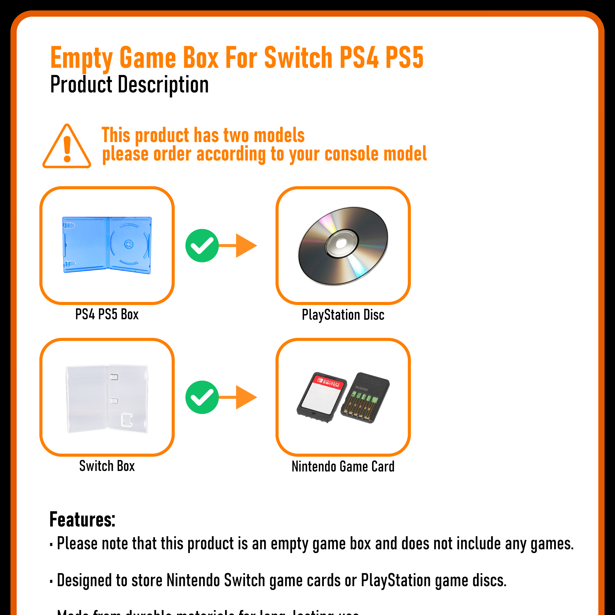 Nintendo Switch OLED PS4 PS5 Empty Game Box Game Card Storage Cartridge ...