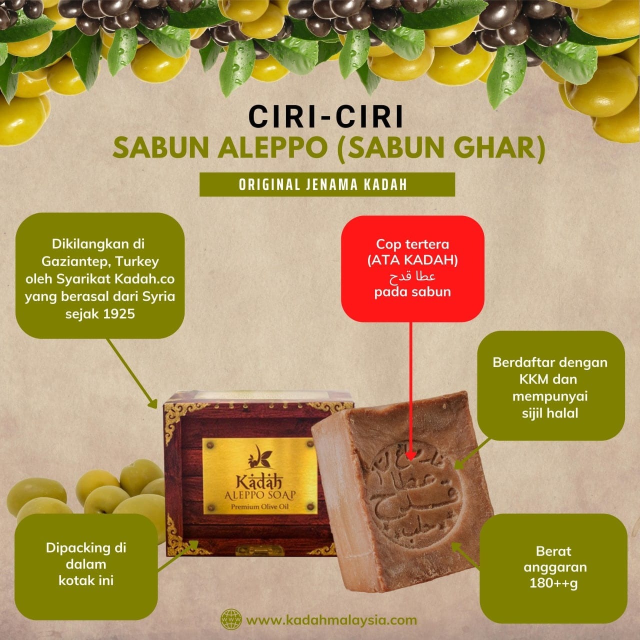 [100% ORIGINAL] KADAH YASALMA ALEPPO SOAP Sabun Minyak Zaitun Olive ...