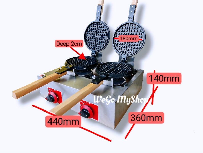 Ready Stock 🔥Gas🔥 Commercial Double Head Waffle Baker Stove Stainless ...