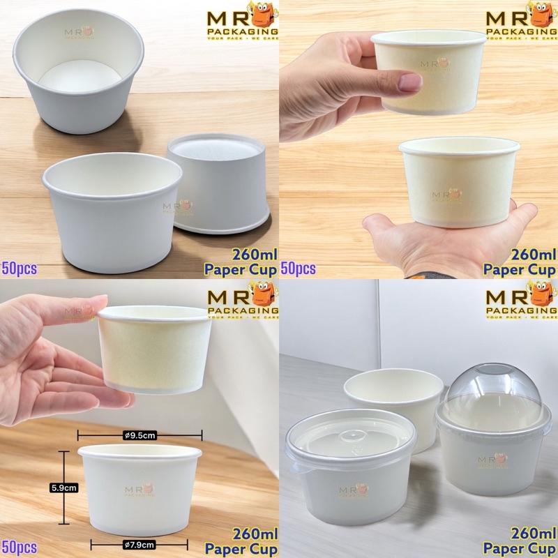 Ice Cream Cup ( 50pcs± ) 3oz 4oz 5oz White Paper Cup 3 4 5 oz Cawan ...