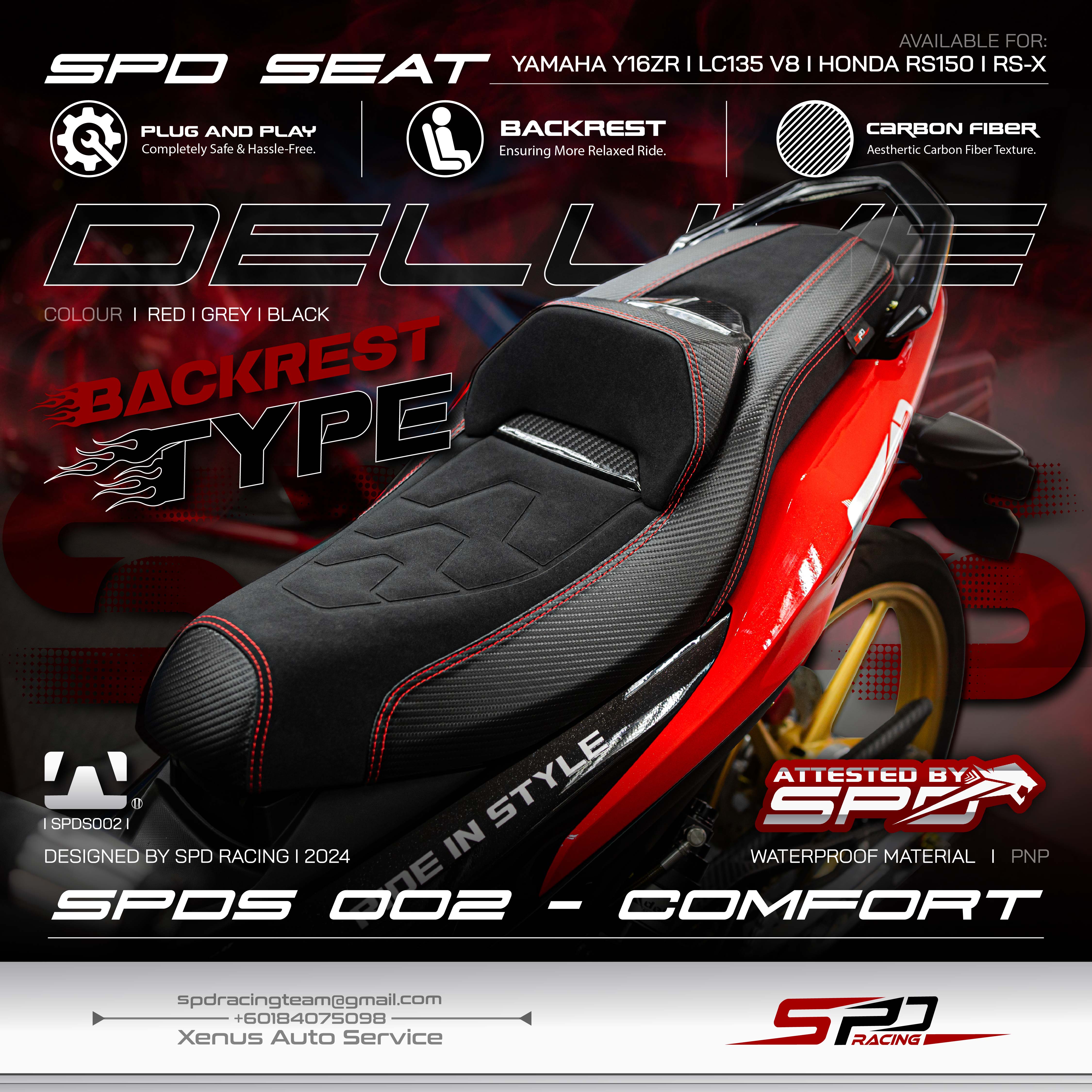 Deluxe Seat SPD RS X 150 V2 ADV 160 Y15 Y16 NVX NMAX 155 V3 LC RAIDER ...