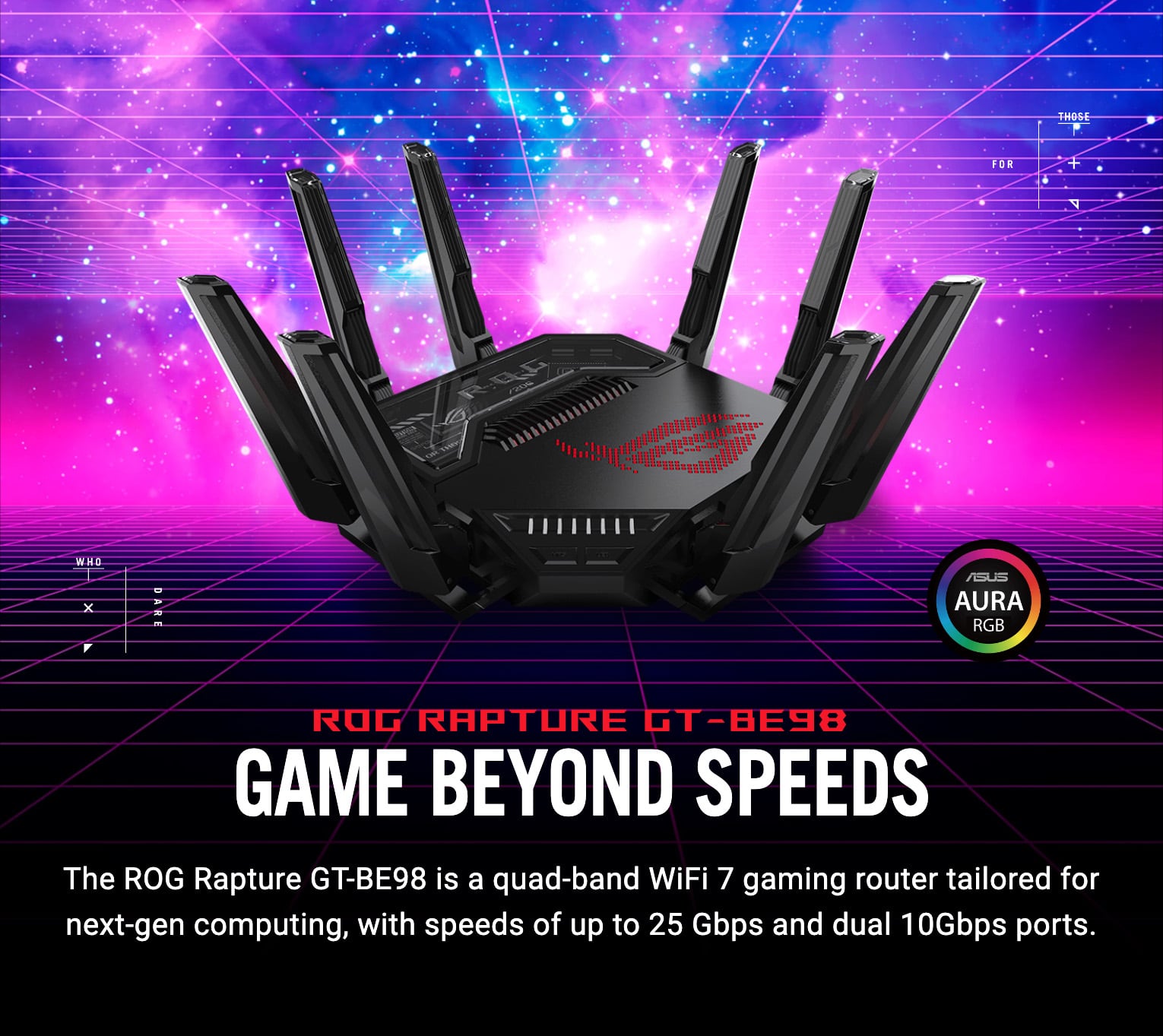 ASUS ROG Rapture GT-BE98 Quad Band BE25000 WiFi 7 Gaming Wireless ...
