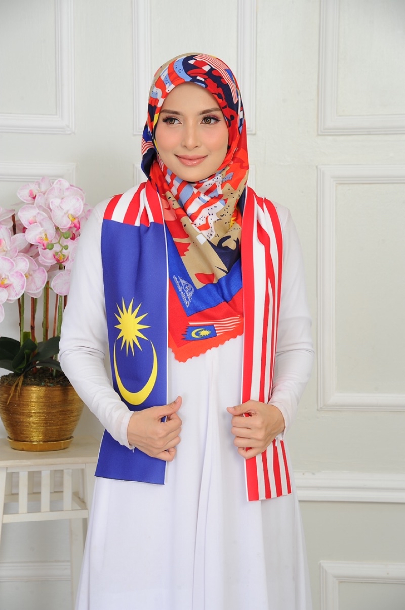 Mafla Merdeka Scarf Dewasa Viral Merdeka 2024(58 inches long 12 inches width) | Shopee Malaysia