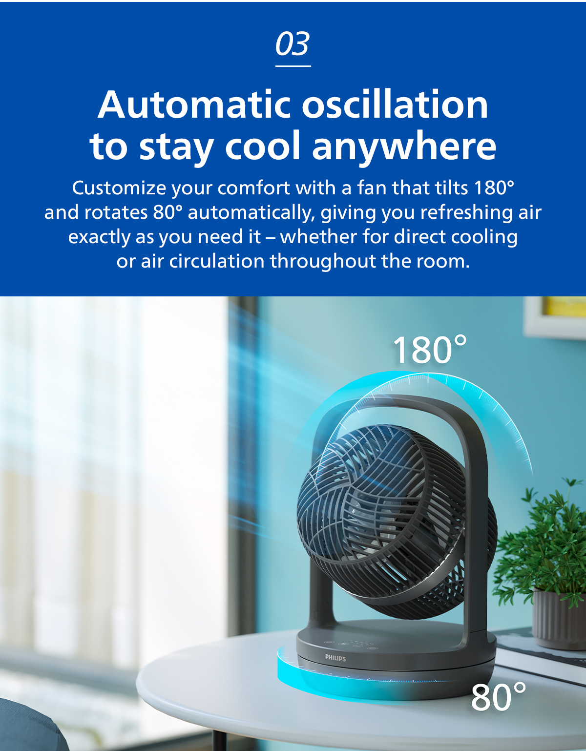Philips CX3050 | Desk Fan | SilentWings Tech - 30% Quieter Cooling | 3 ...