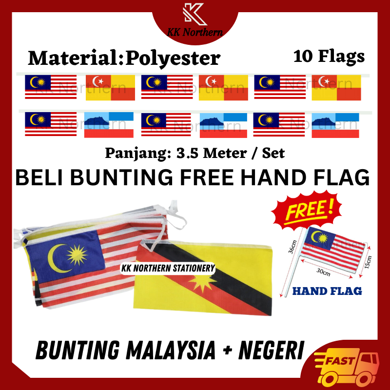 Flag Malaysia Bendera Kecil Gantung Negeri Jalur Gemilang Negeri Tali ...