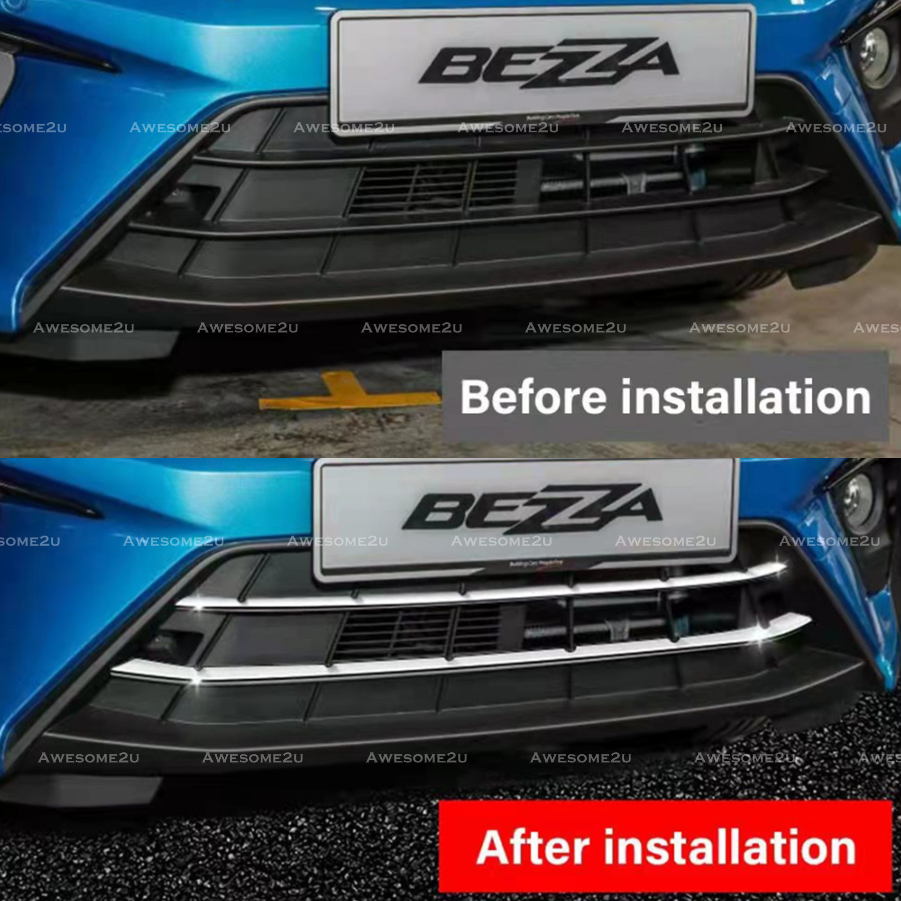 Awesome2u Perodua Bezza Facelift 2019-2024 Stainless Steel Front Bumper ...