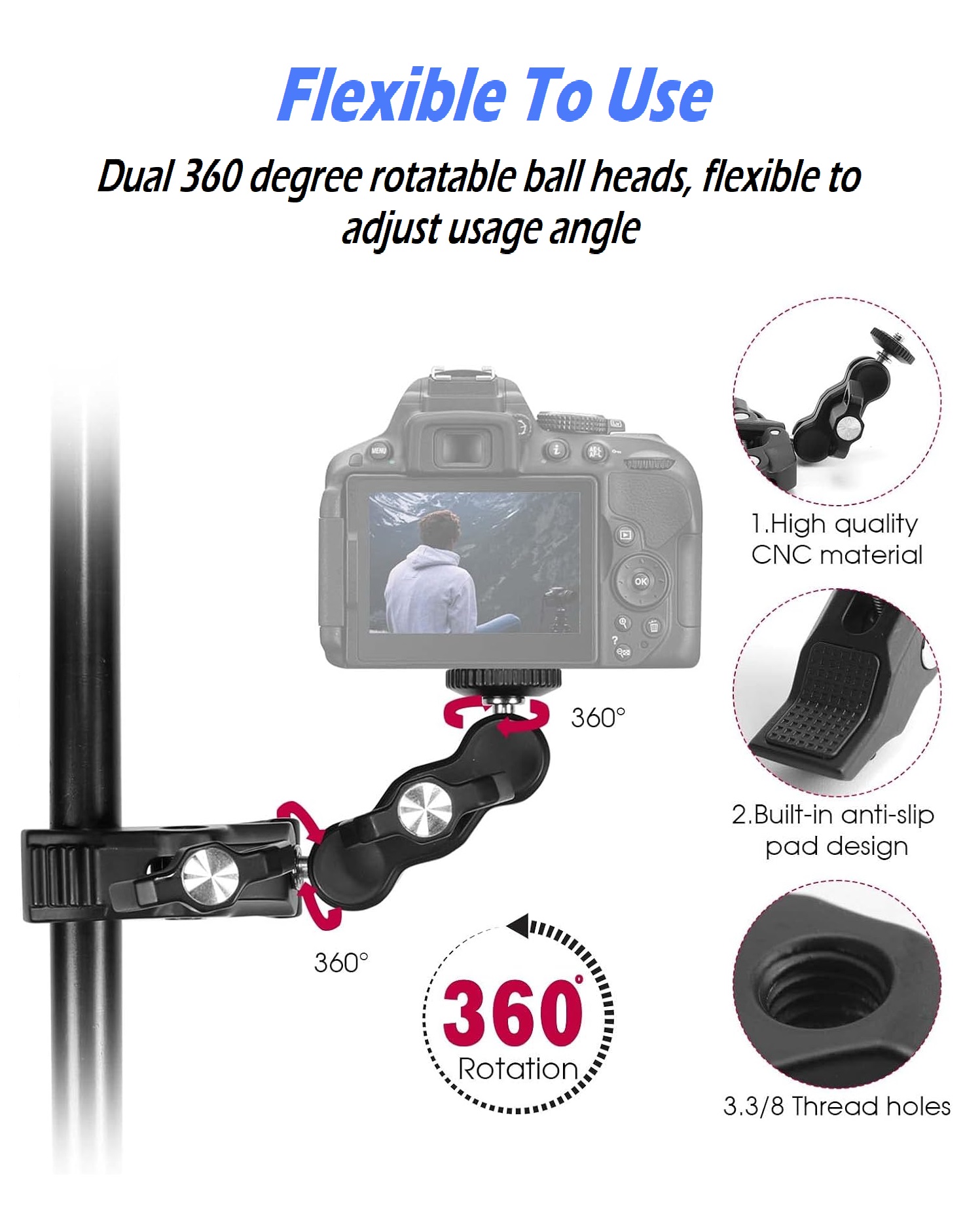 SR-56 Multi-function Metal Super Clamp with Ball Head Magic Arm Clamp ...