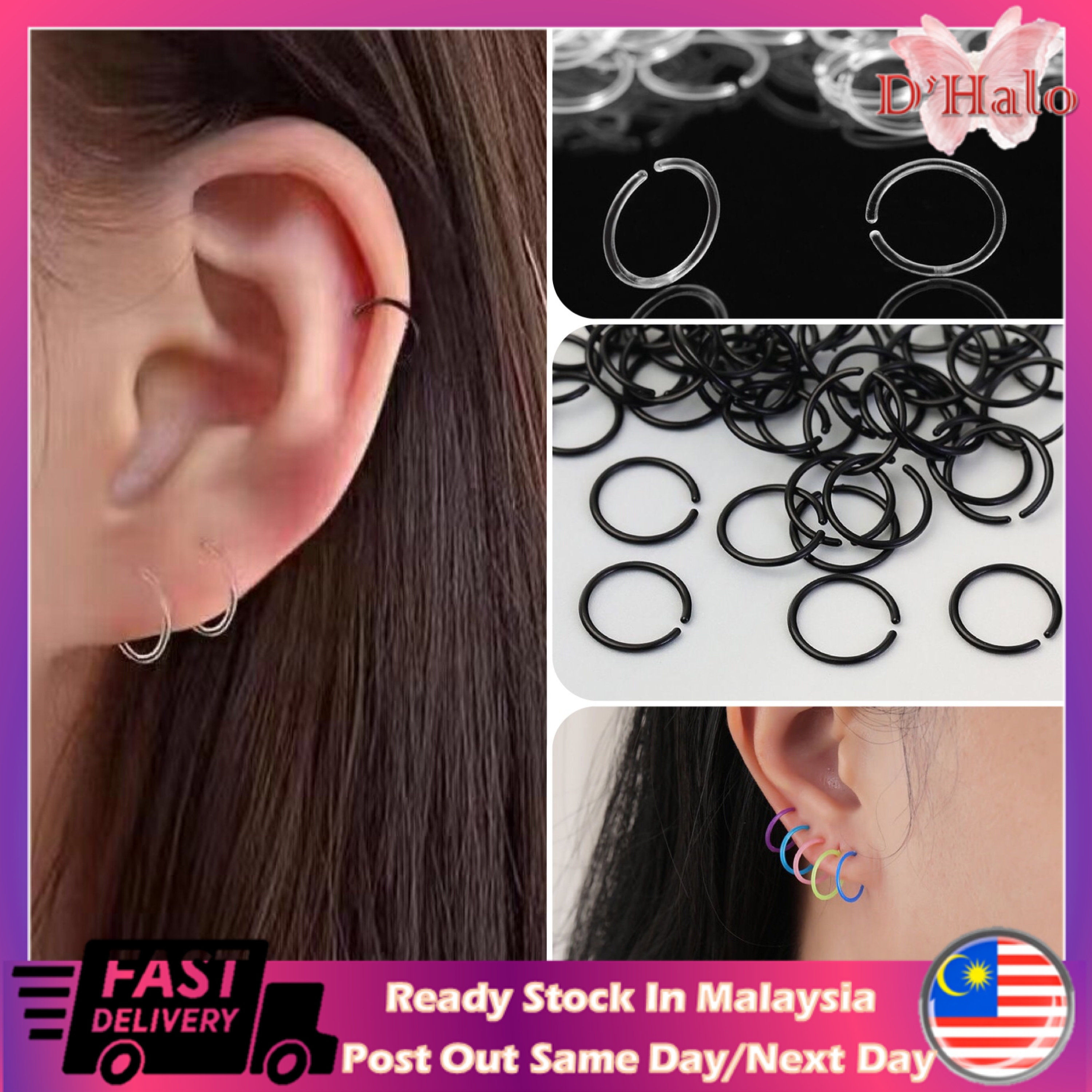 【Ready Stock】Anti Allergy Plastic Ear Stick Ear Stud Earrings Rubber ...