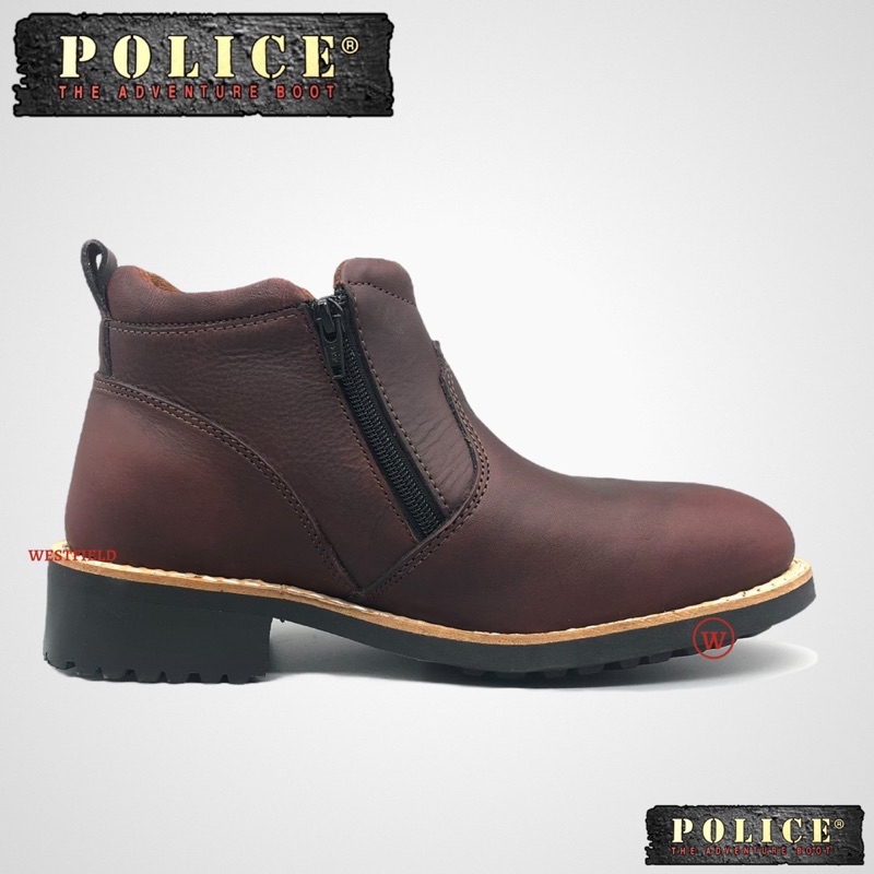 Police® Men’s Premium Leather Ragen A Shape Steel Toe Safety Boots Shoe ...