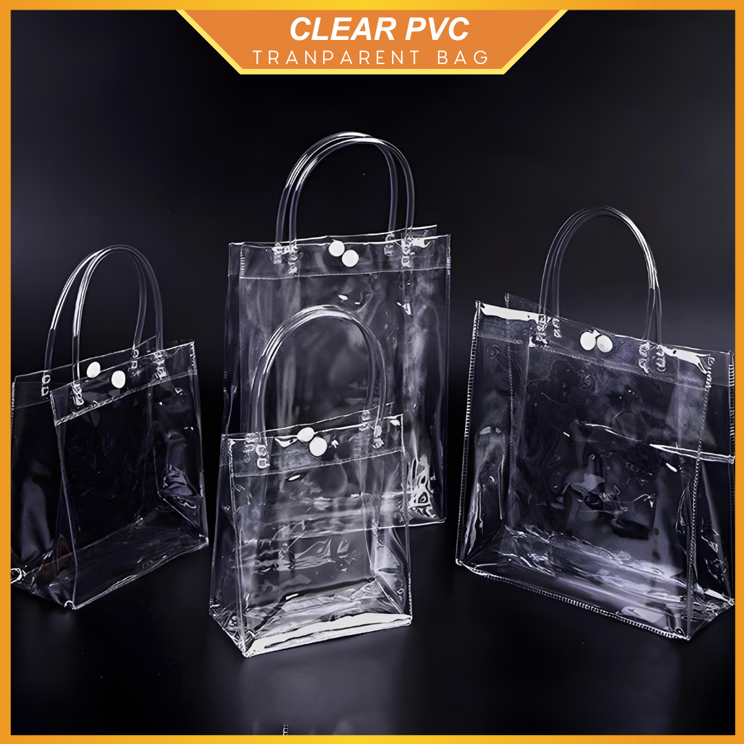 Transparent Goodies Bag Clear PVC Tote Bag Plastic Handbag Clear ...