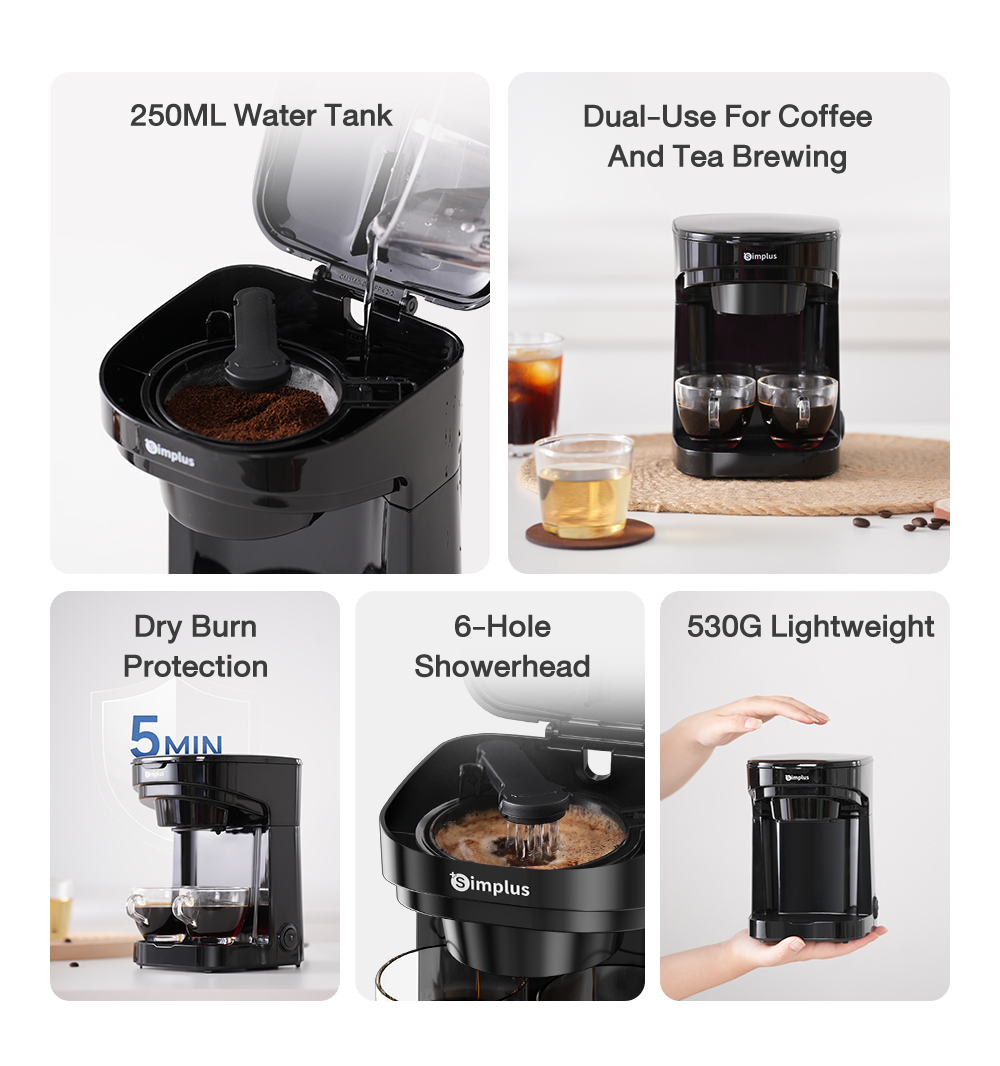 Simplus Drip Filter Coffee Maker Machine| Single/Dual Cup Design ...