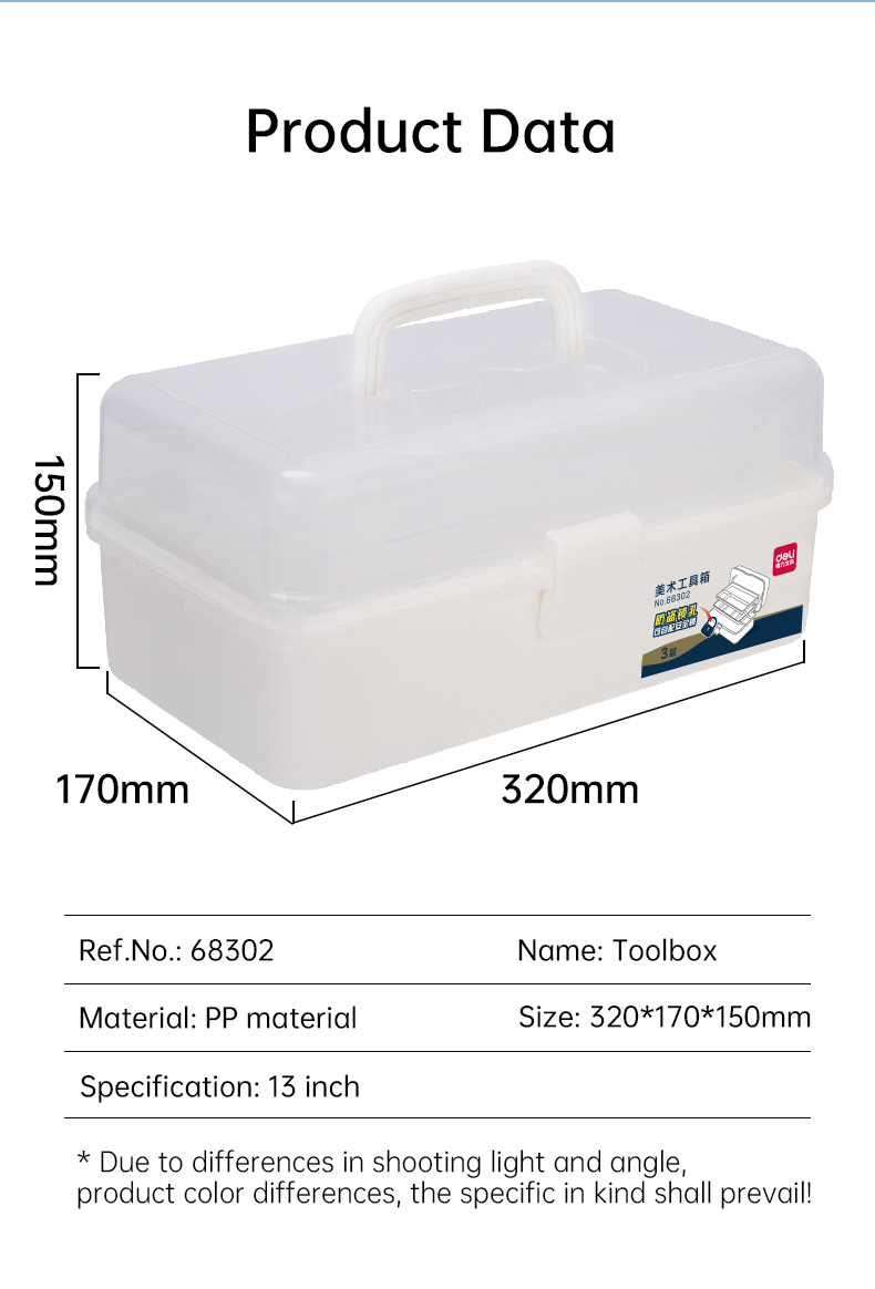 Deli 3-Tier Multipurpose Toolbox Art Storage Box Painting Tools ...