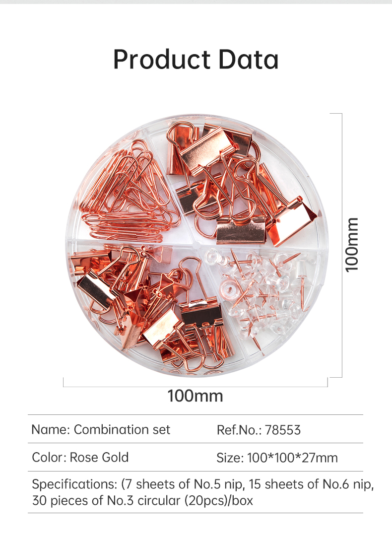 Deli Office Combination Paper Binder Clip And Push Pin Rose 78553 ...
