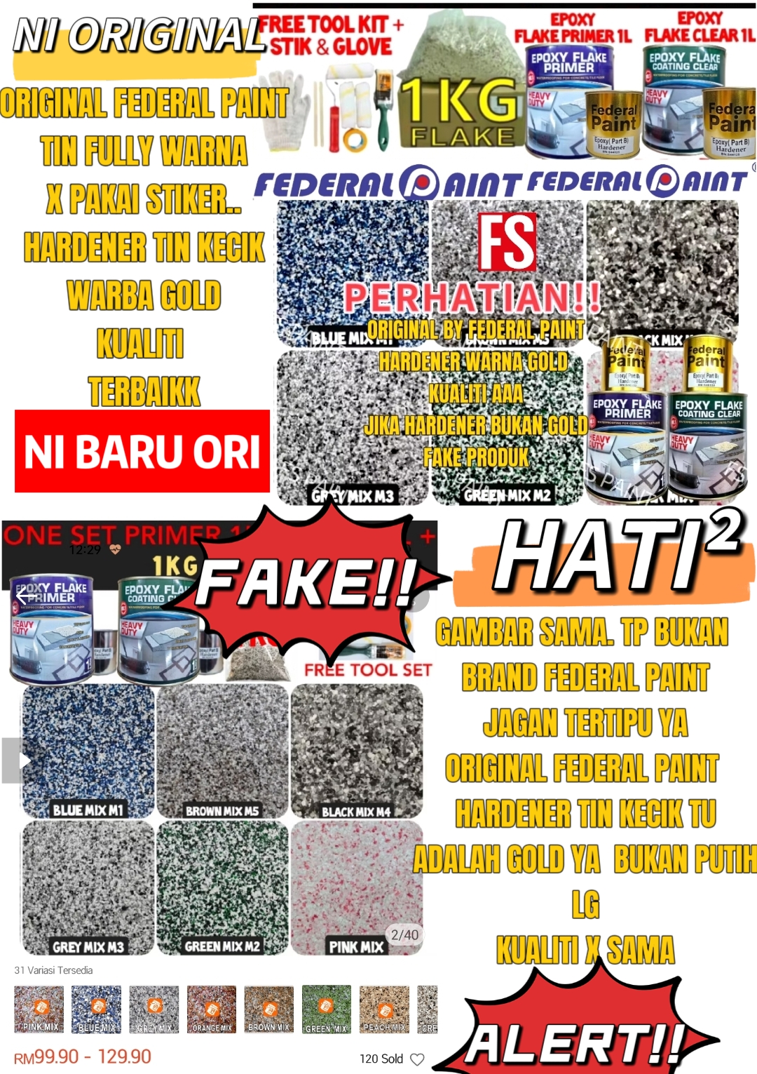 FULL SET Epoxy Colour Flake Coating 2K SERIES Floor Tile Leaking ...