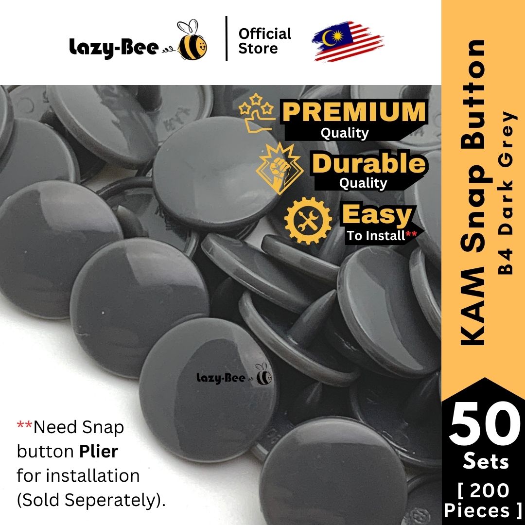 LAZY BEE B04 Dark Gray 50 Sets 200 pieces T3 T5 T8 KAM Snap Button ...