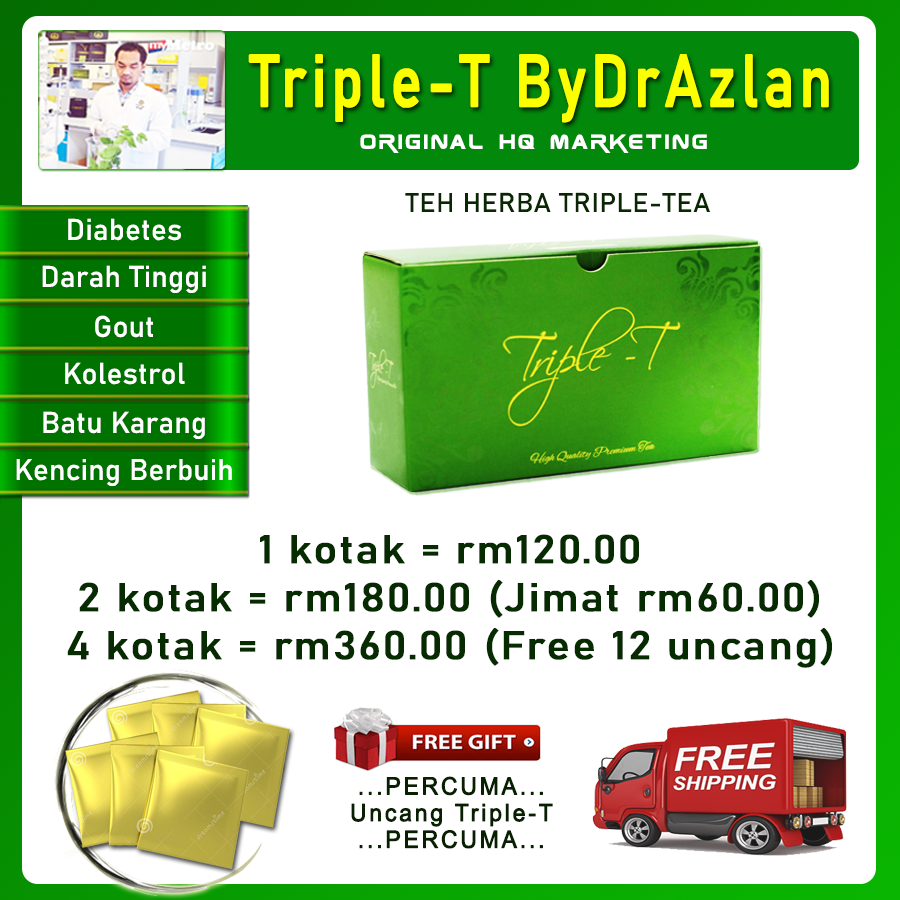Original Teh Diabetes TRIPLE-TEA By Dr Azlan Kencing Manis Gout Batu ...