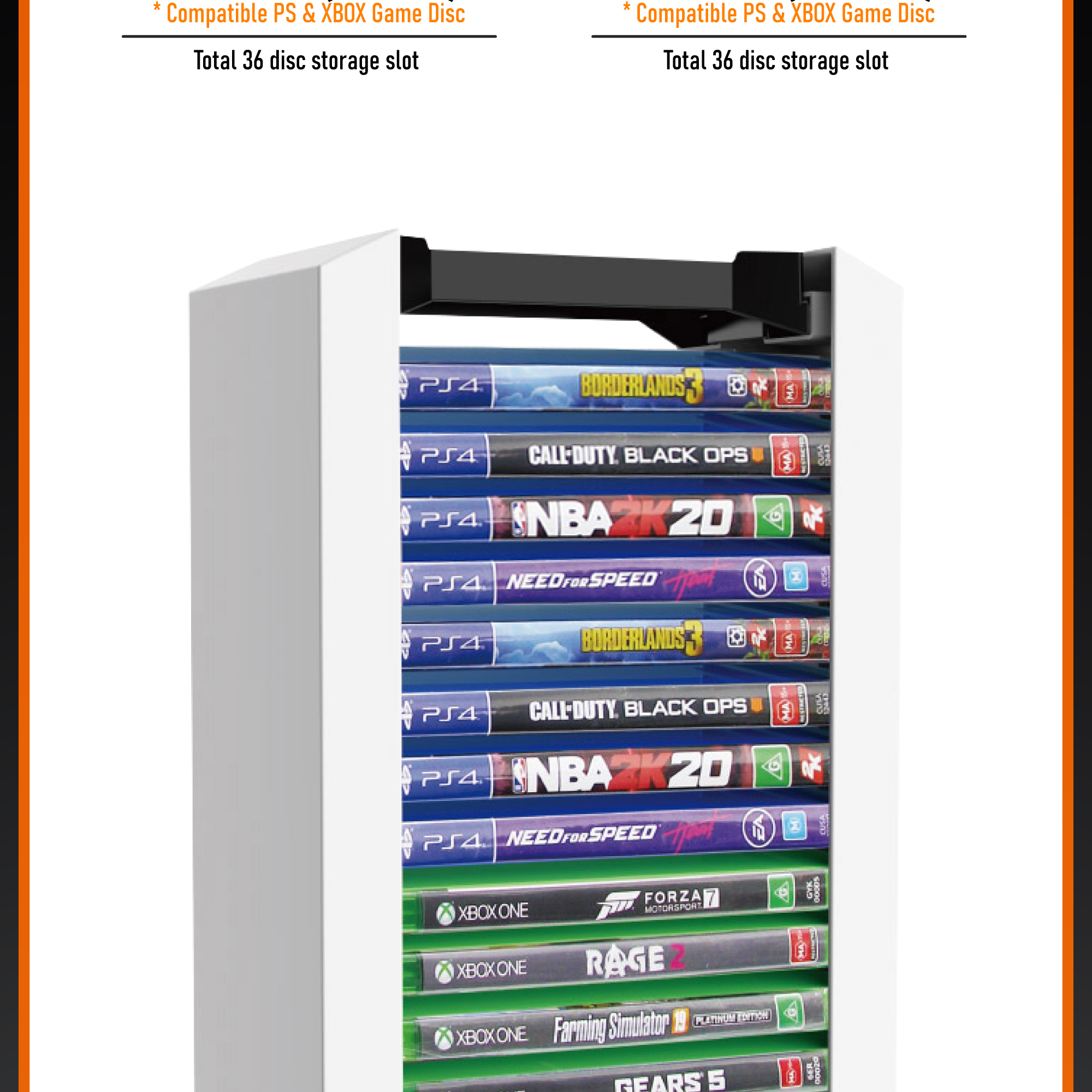 DOBE PS5 PS4 Xbox Storage Stand 12/18/36 Slots Game Storage Tower Game ...