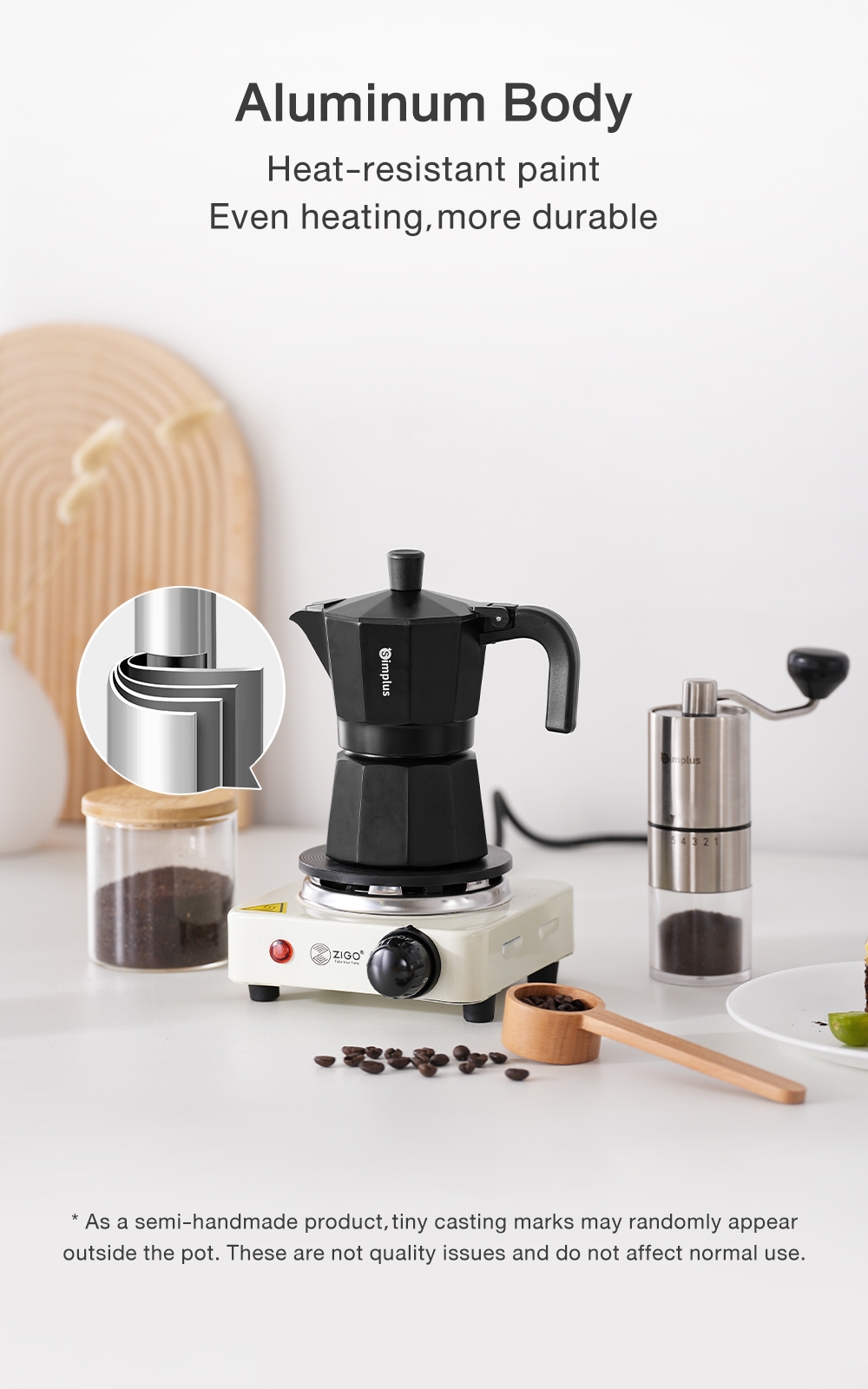 Simplus Moka Pot Dual-Valve Pressurized Extraction Rich Oil Intalian ...