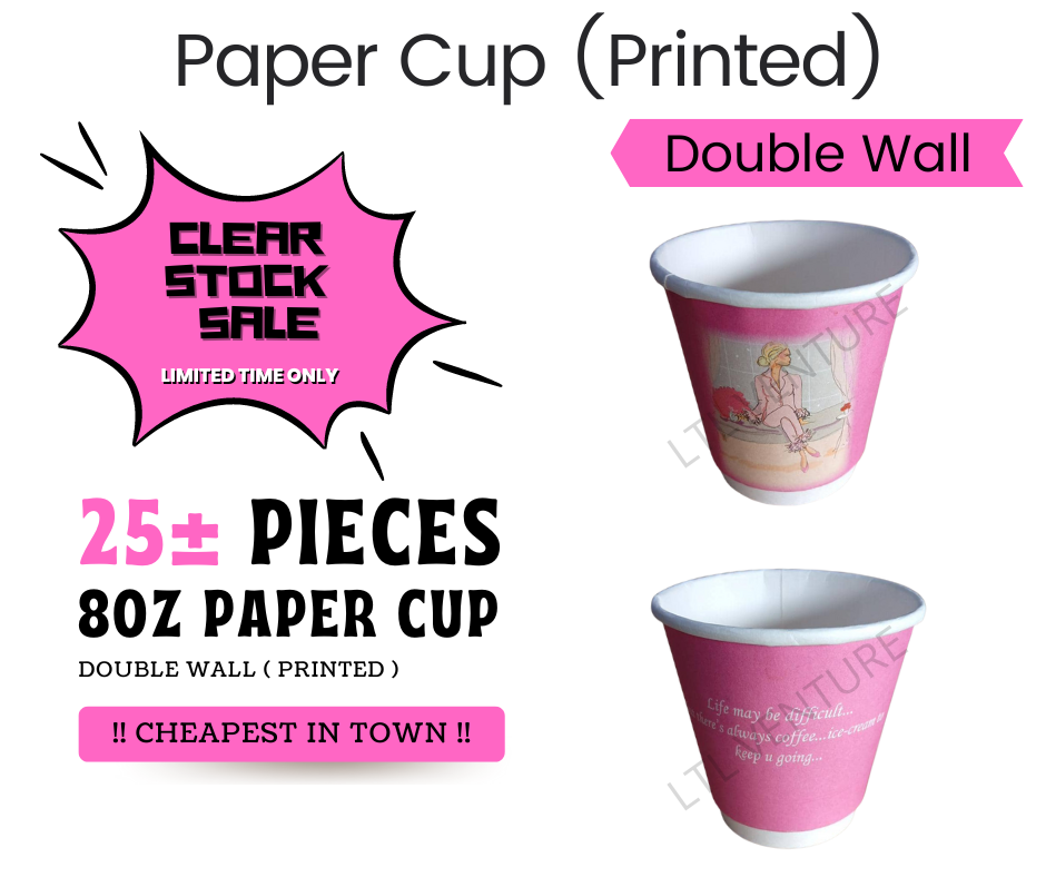 (SALE) 25 Pcs 8oz Paper Cup Printed/Double Wall/Disposable Drinkware ...