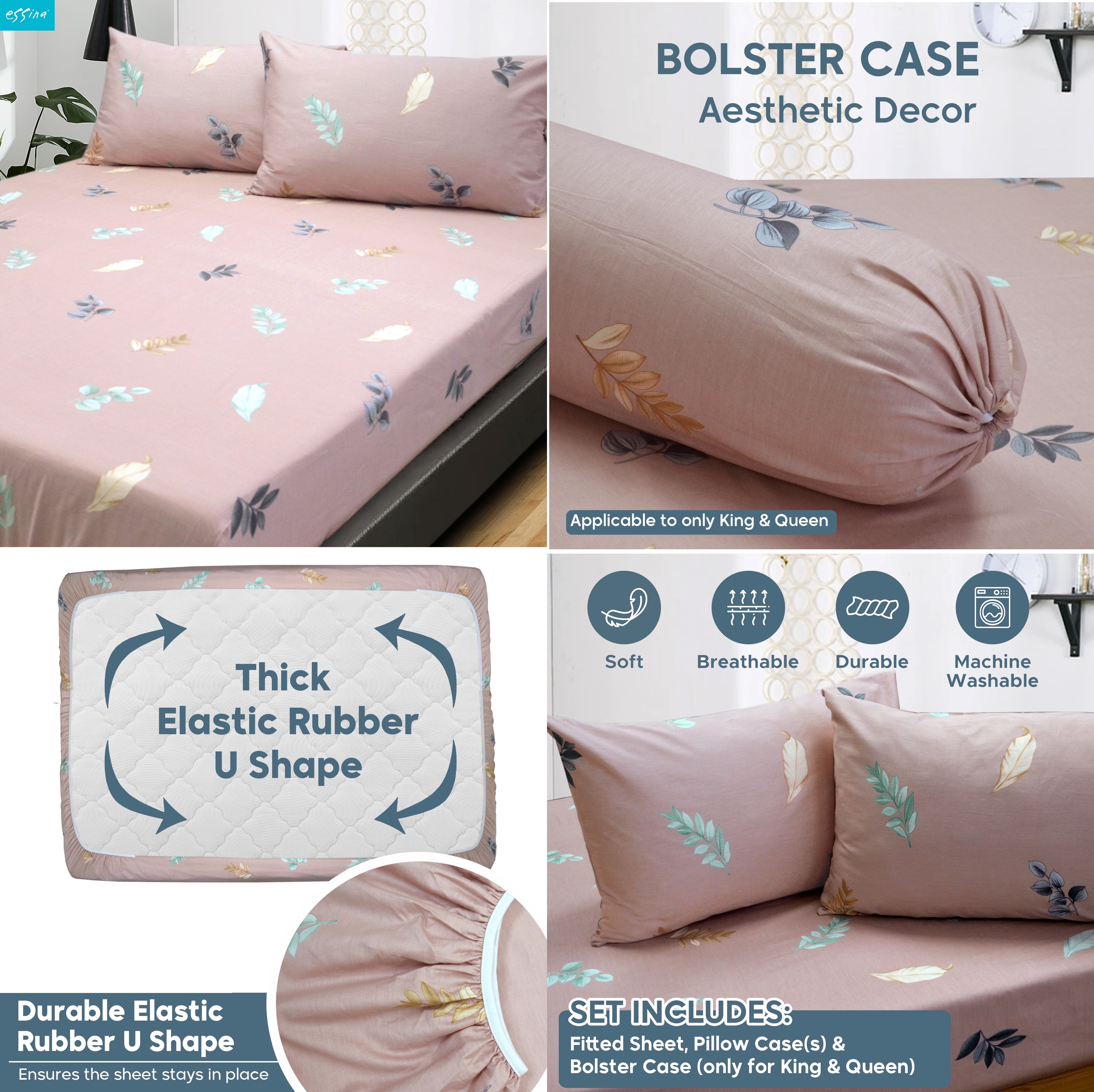 Essina100% Cotton Pictorial-2 620TC Fitted Sheet 33cm Deep Pocket King ...