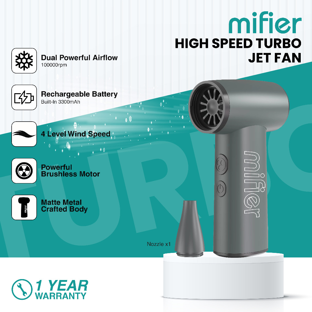 Mifier MF500 High Speed Turbo Jet Fan 2-in-1 Compressed Air Blower for Camera Cleaning / PC ...
