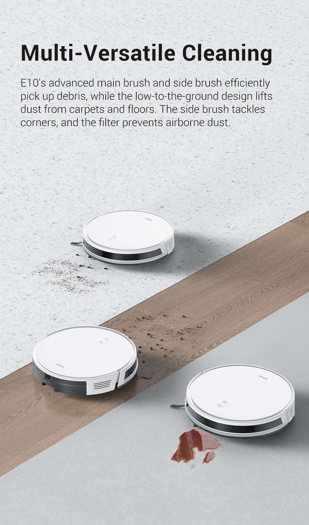 【New】MOVA Robot Vacuum E10 Slim body 4500Pa Vormax Suction 150mins ...