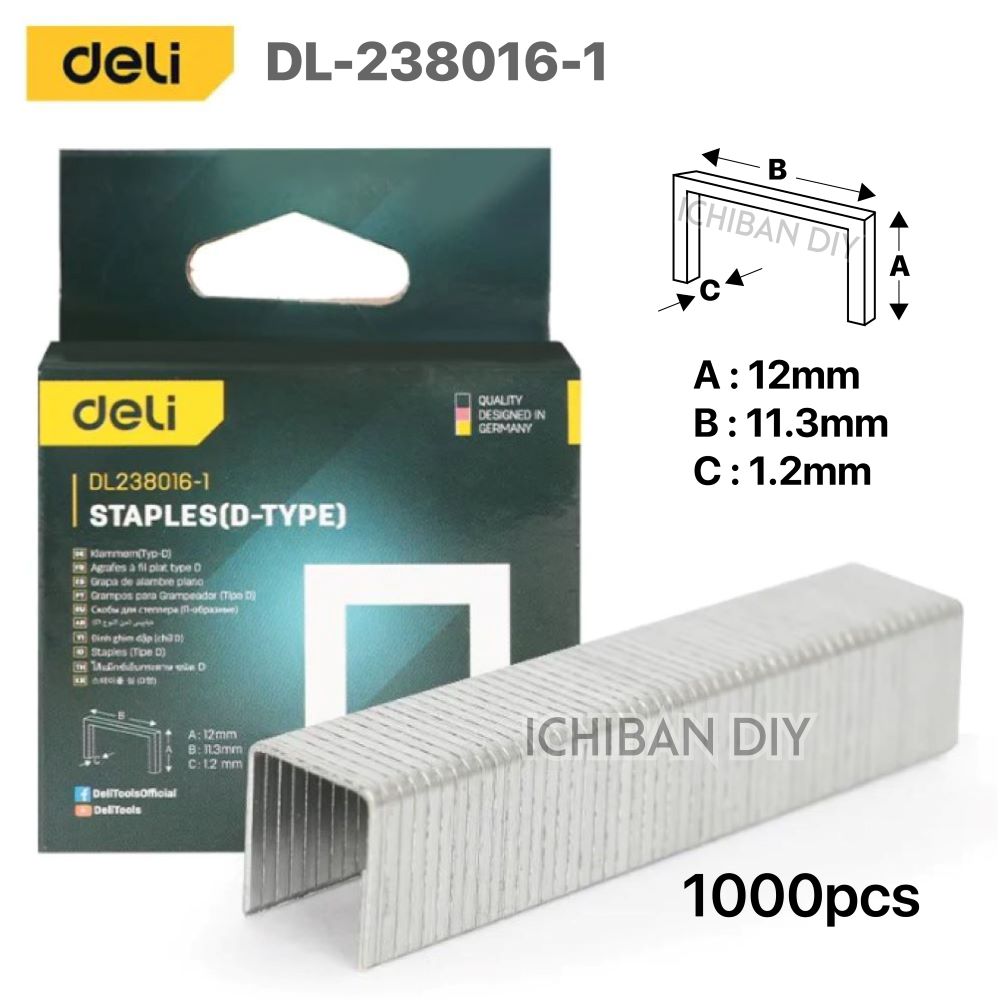 DELI Staple (D-Type) 8/10/12mm 1000pcs Big Stapler Gun Bullet Punch ...