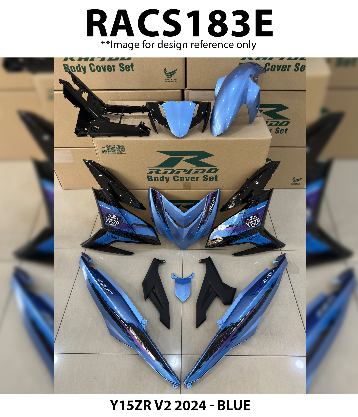 Yamaha Ysuku Y15zr V1 V2 2024 Cyan Blue Grey Sticker Tanam Stripe Tanam ...