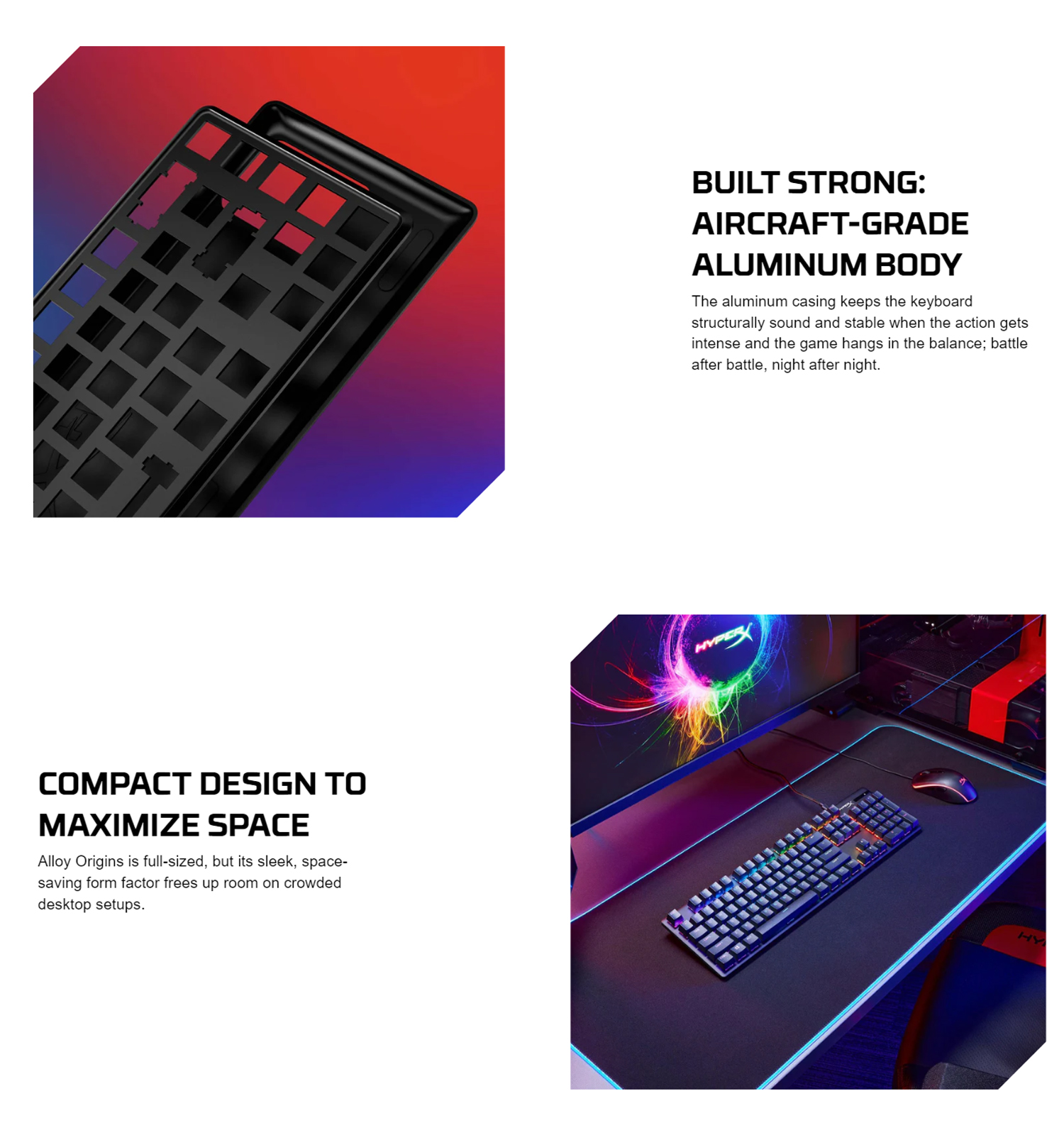 HyperX Alloy Origins PBT RGB Mechanical Keyboard with Compact Design ...