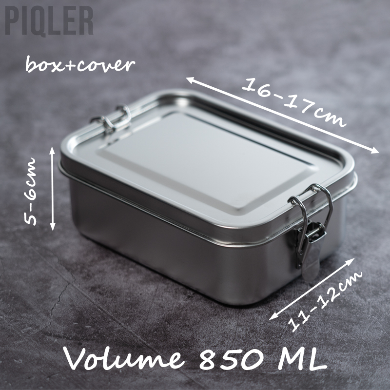 SUS 304 Stainless Steel Lunch Box 850ML and 1200ML with Lock Cover Dishes Plate Food Storage Box ...