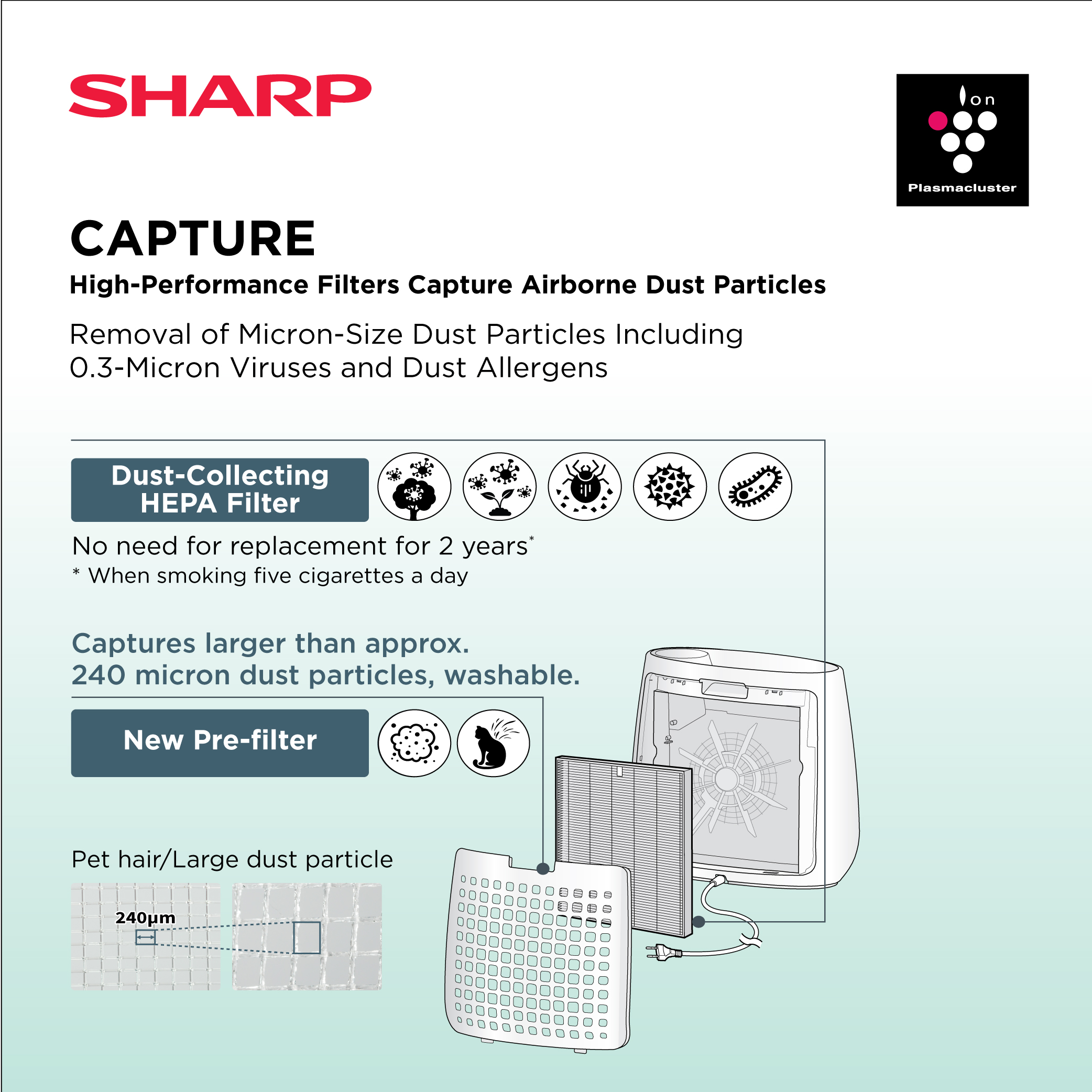 【WITH HEPA FILTER】Sharp 23m² Plasmacluster Ion Air Purifier FPJ30LB ...