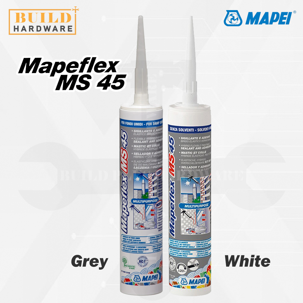 MAPEI Mapeflex MS45 MS Crystal 300ml Grey Clear White Multi Purpose Hybrid Sealant and Adhesive ...