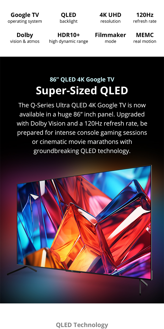 PRISM+ Q86 ULTRA 4K QLED Google TV 86 inch Quantum Colors Google ...