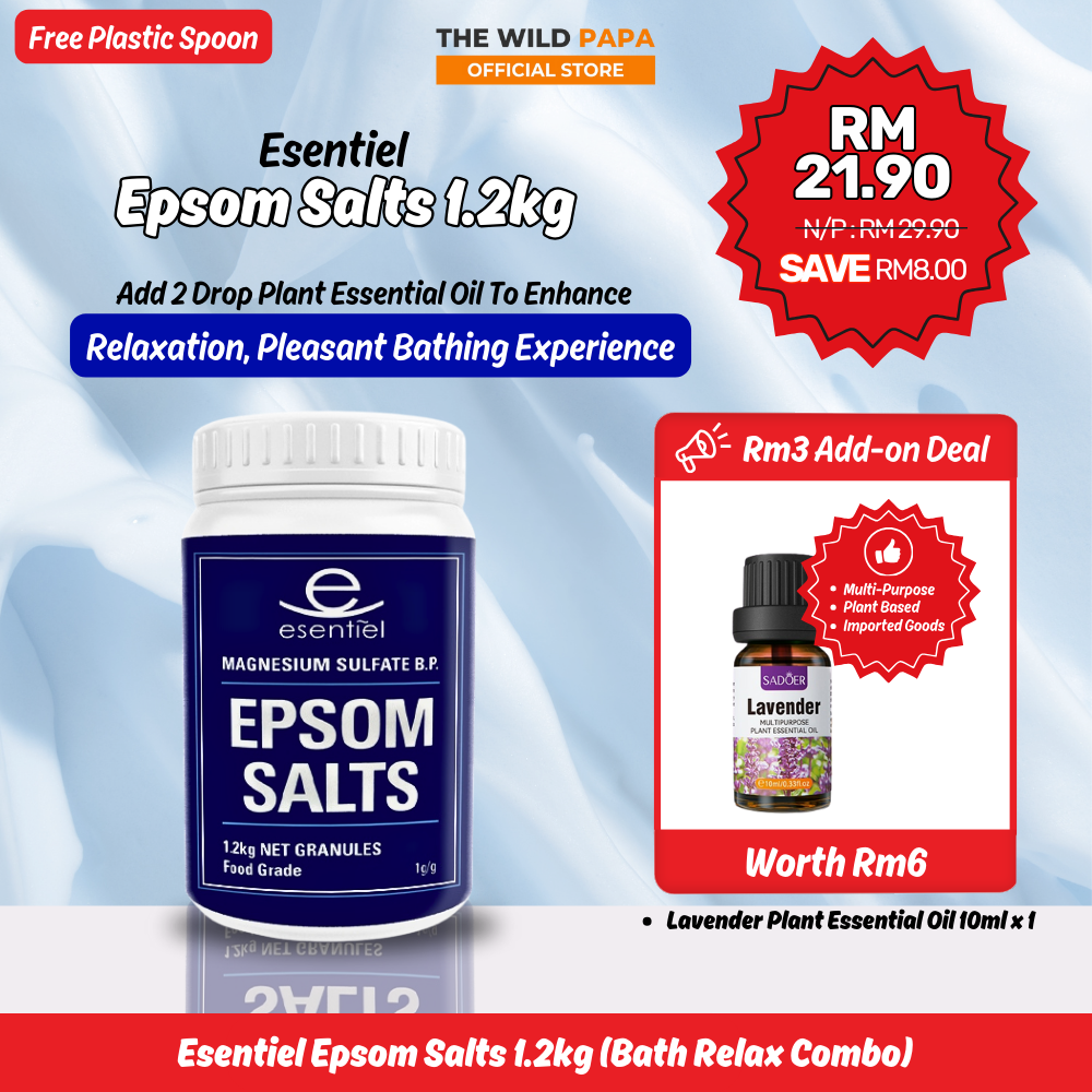 Esentiel Epsom Salts (Magnesium Sulfate) 375g/1.2kg Food Grade Epsom ...