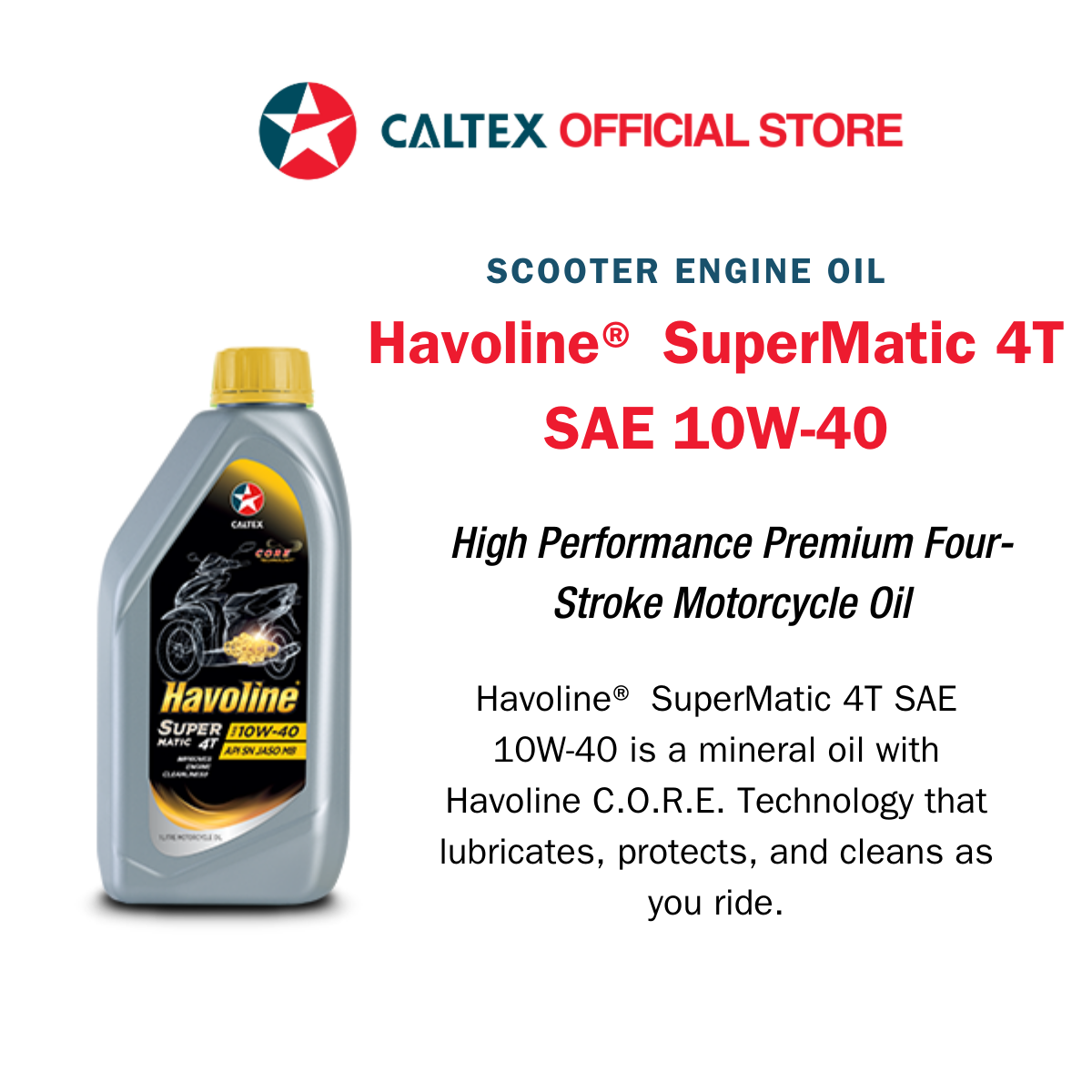 CALTEX Havoline SuperMatic 4T 10W40 SN Mineral Scooter Motorcycle ...