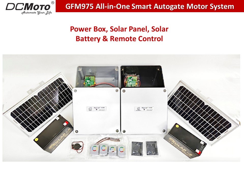 Auto Gate DCMOTO GFM975 New Model - Plug & Play All-in-One Smart Full Solar Autogate Motor ...