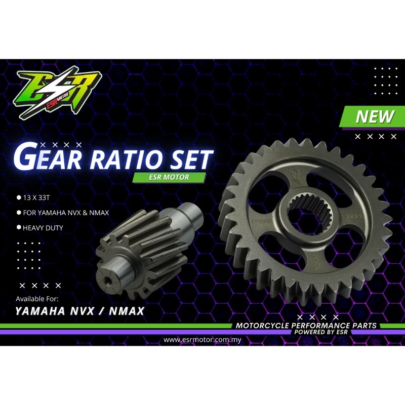 ESR MOTOR RACING GEAR YAMAHA NVX/NMAX GEAR BOX FULL SET NVX155 NMAX 100 ...