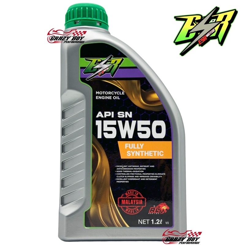 ESR MOTOR ENGINE OIL 1.2L FULLY SYNTHETIC 10W40 15W50 10W60 MINYA HITAM ...