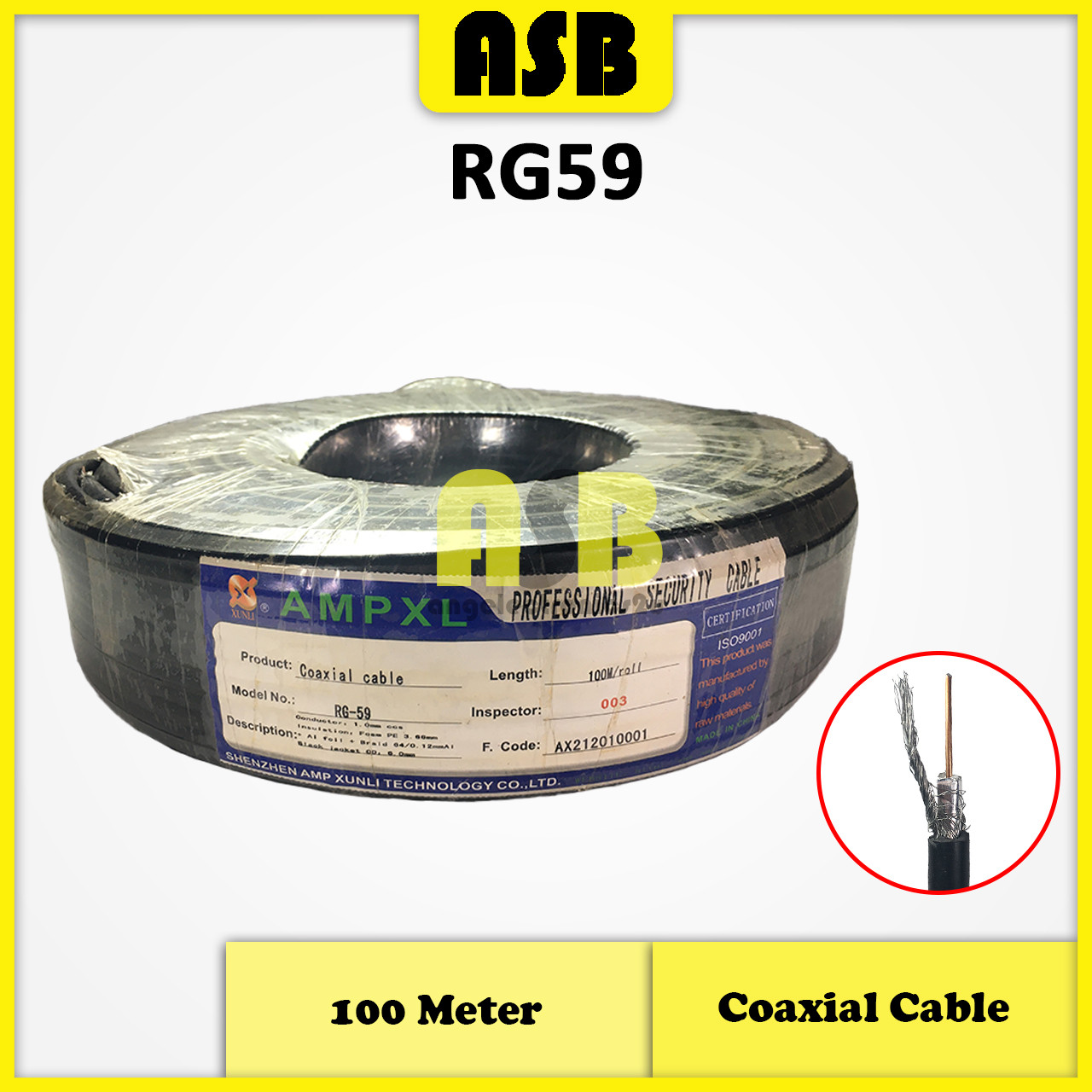 (1pc/Roll) YOGAWA / AMPXL RG59 / RG59/U ( 1/0.643MM ) Coaxial Cable ...