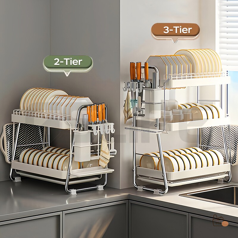 GSlife NEW Sturdy Dish Rack Stainless Steel 2/3 Layer Dish Drainer Rack ...