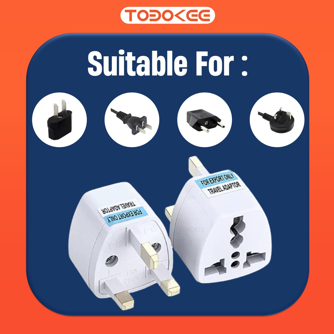 Universal 3 Pin Plug Adapter UK Plug Adaptor British Standard Adapter ...