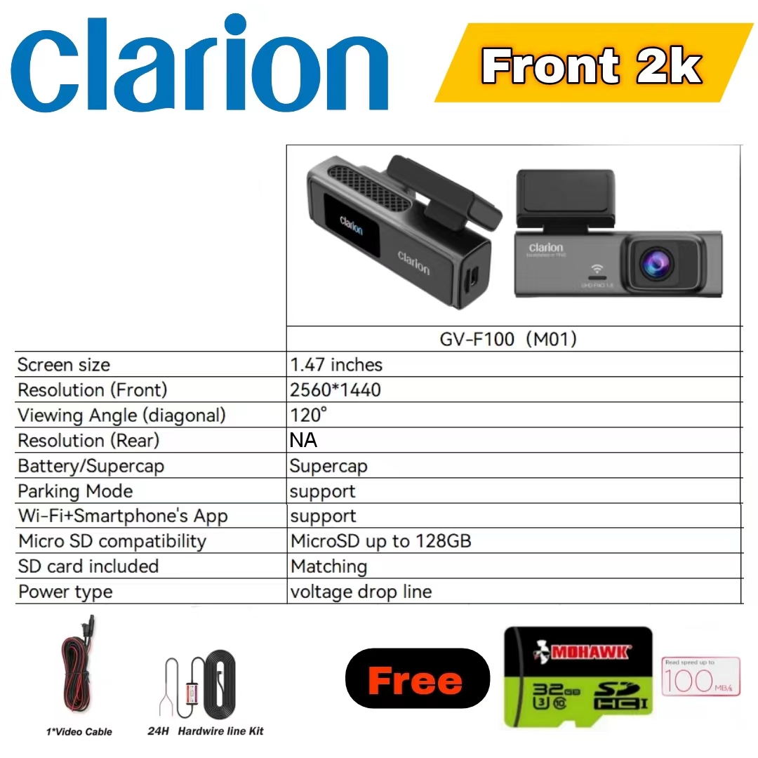 Clarion 4K Resolution Dash Cam Pro Front ,Cam Cabin View, Rear Cam view ...