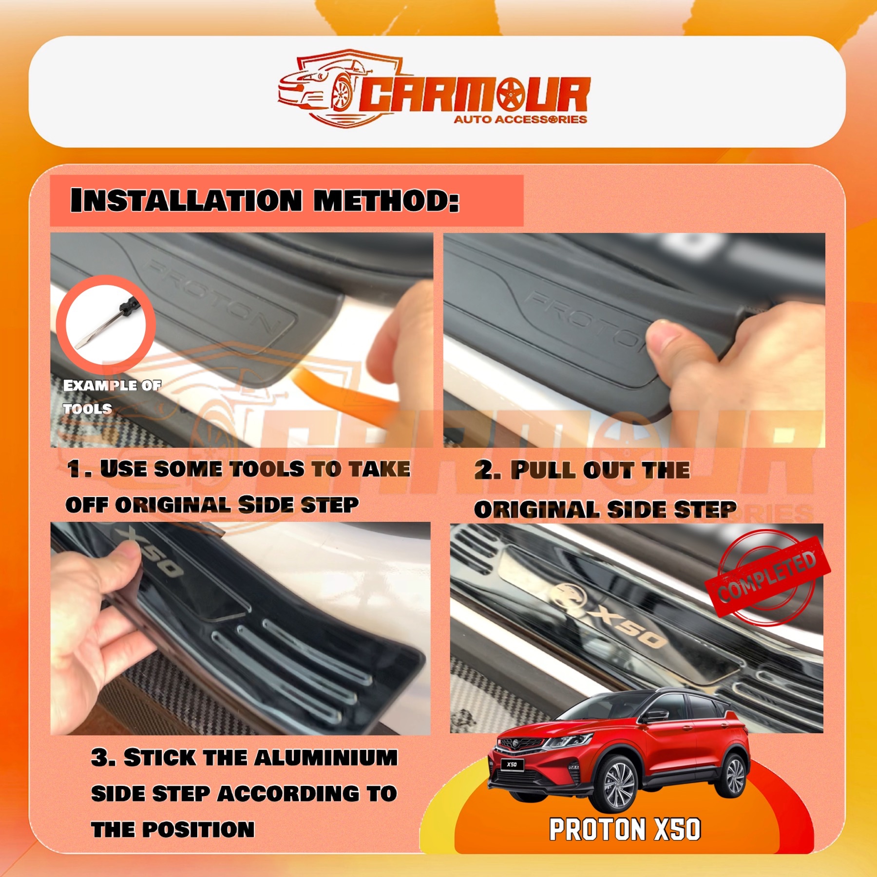 🔥New Arrival🔥Proton X50 Side Sill Plate Stainless Steel Sill Plate ...