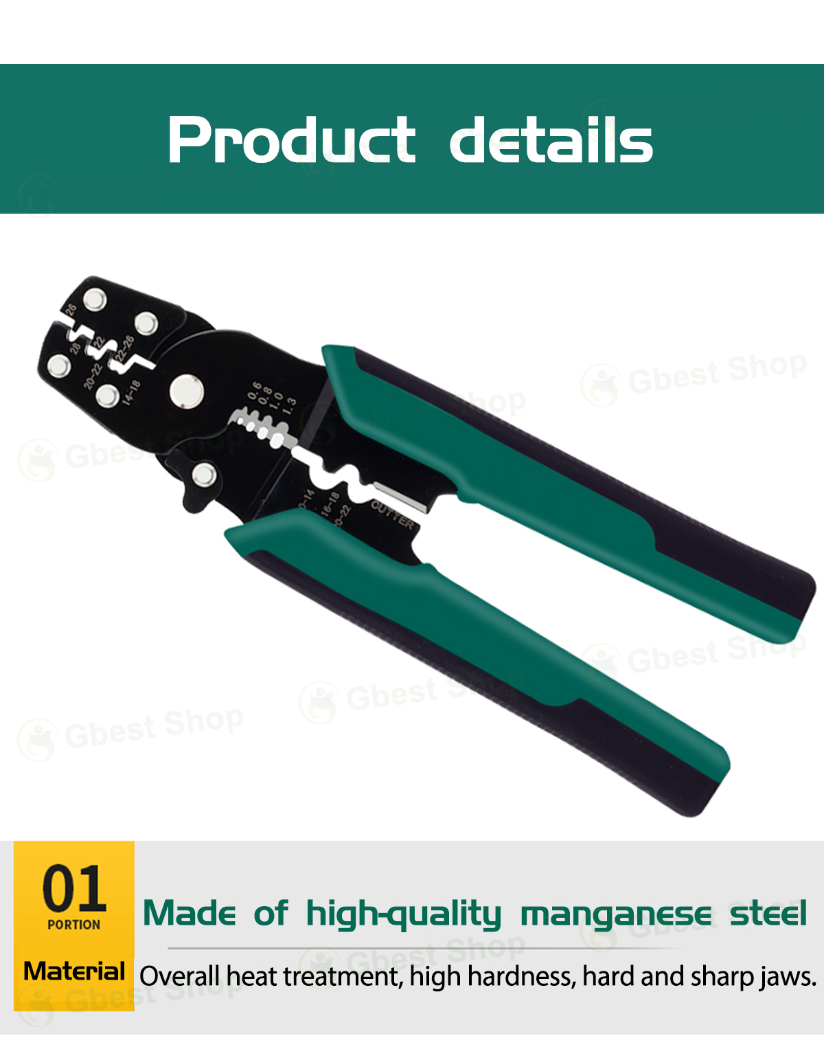 Wire Crimper Multi Function Tools Crimping Stripper Cutting Tools Range 0.25-2.5mm²Cable Lug ...