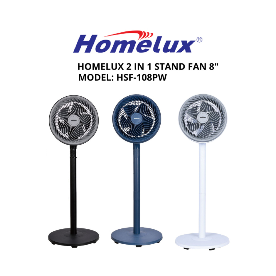 Homelux 8'' Jet Air 2 in 1 Stand Fan / Table Fan / Living Fan / 8'' Fan ...
