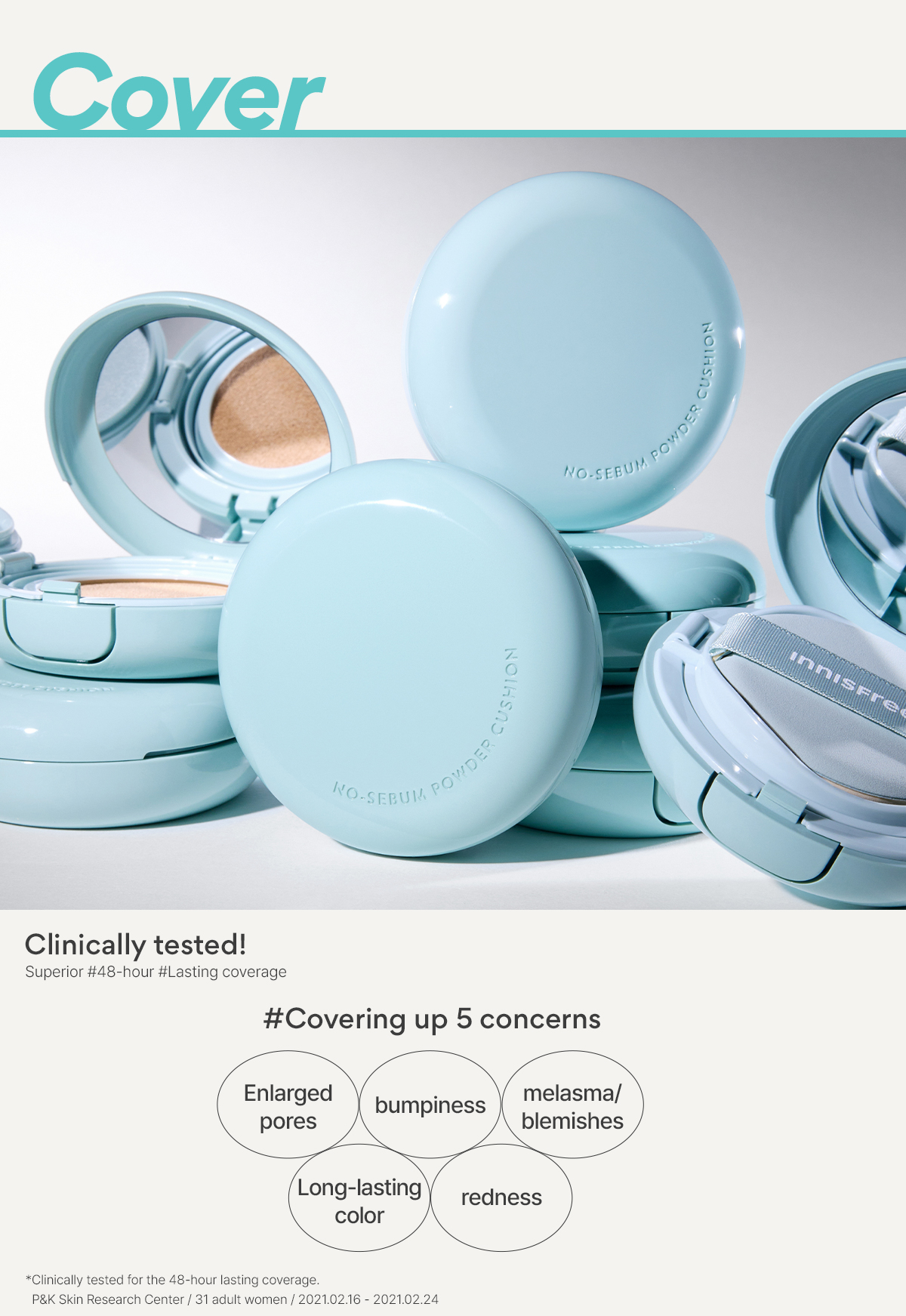 INNISFREE No-Sebum Powder Cushion SPF 29 PA++ (14g) | Shopee Malaysia