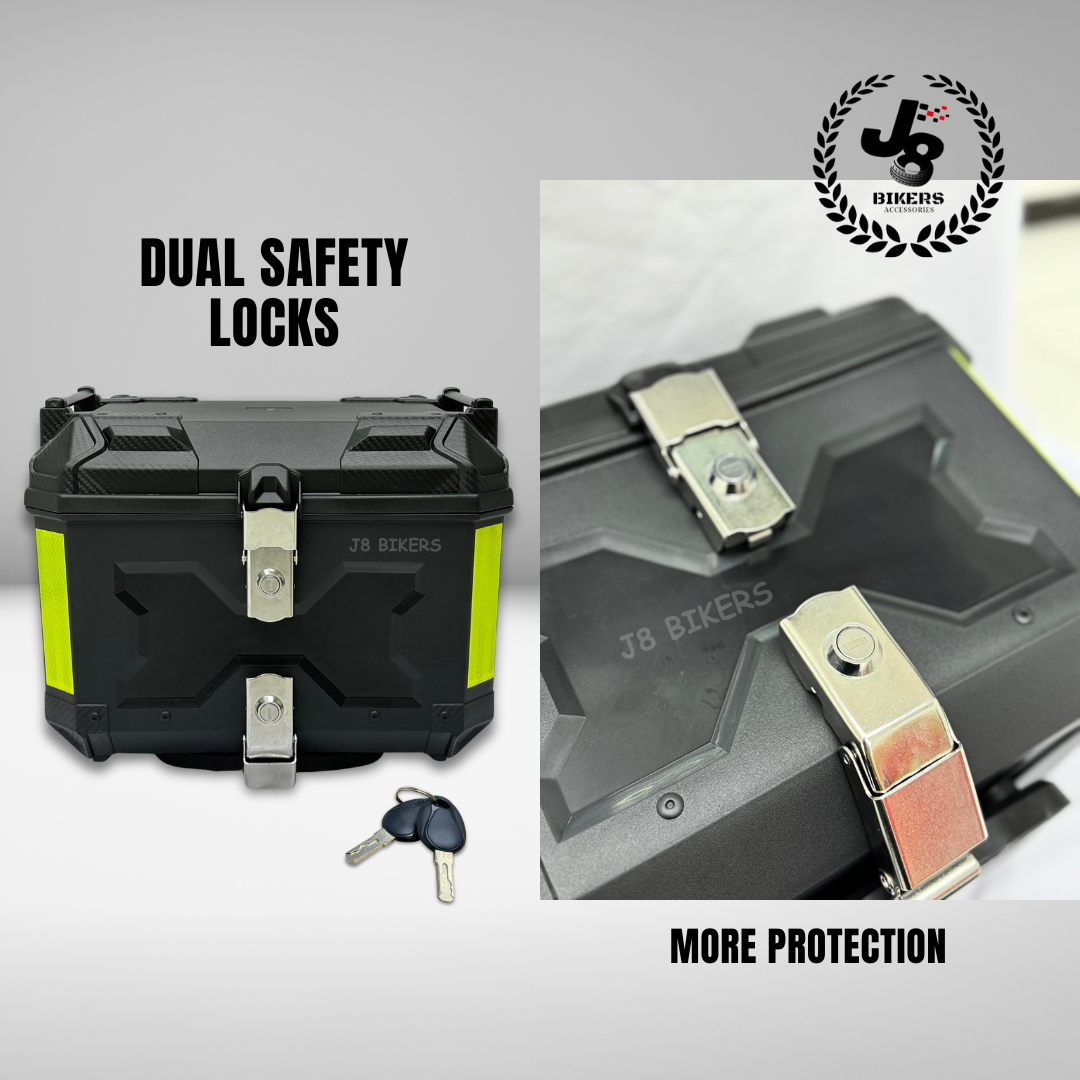 UNIVERSAL MOTORCYCLE X DESIGN PLASTIC ABS TOP BOX WITH BASE 45L DUAL ...