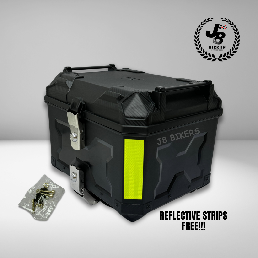 UNIVERSAL MOTORCYCLE X DESIGN PLASTIC ABS TOP BOX WITH BASE 45L DUAL ...