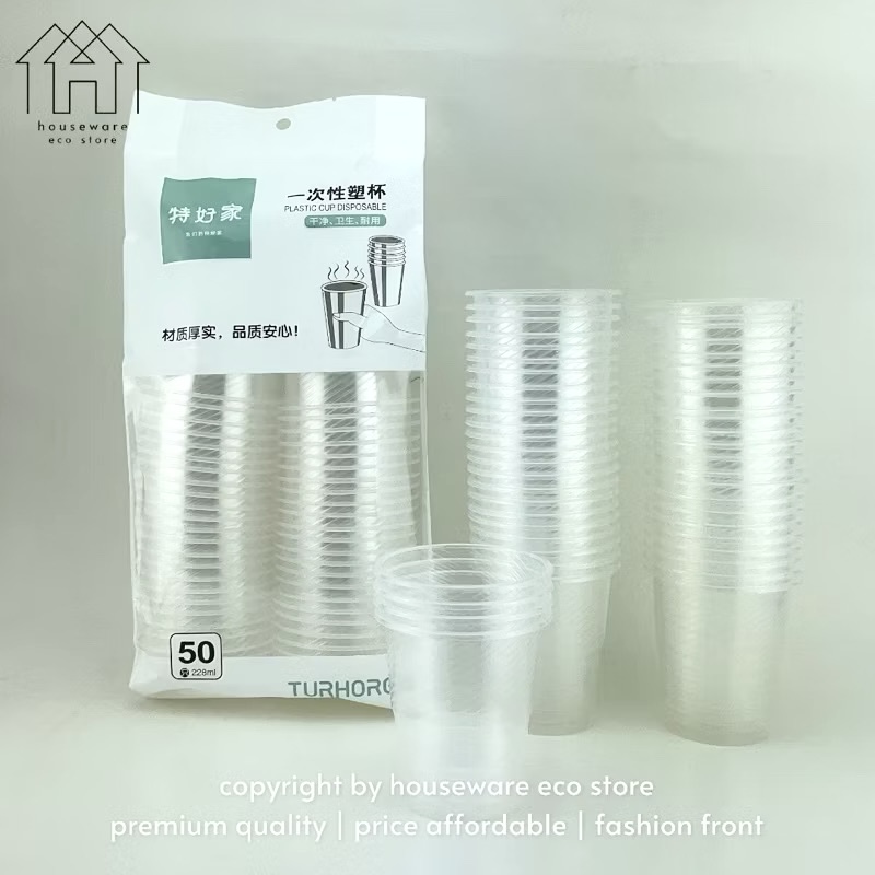 228ml 50pcs Disposable Plastic Cup | BBQ Party Cup | Cawan Plastik ...