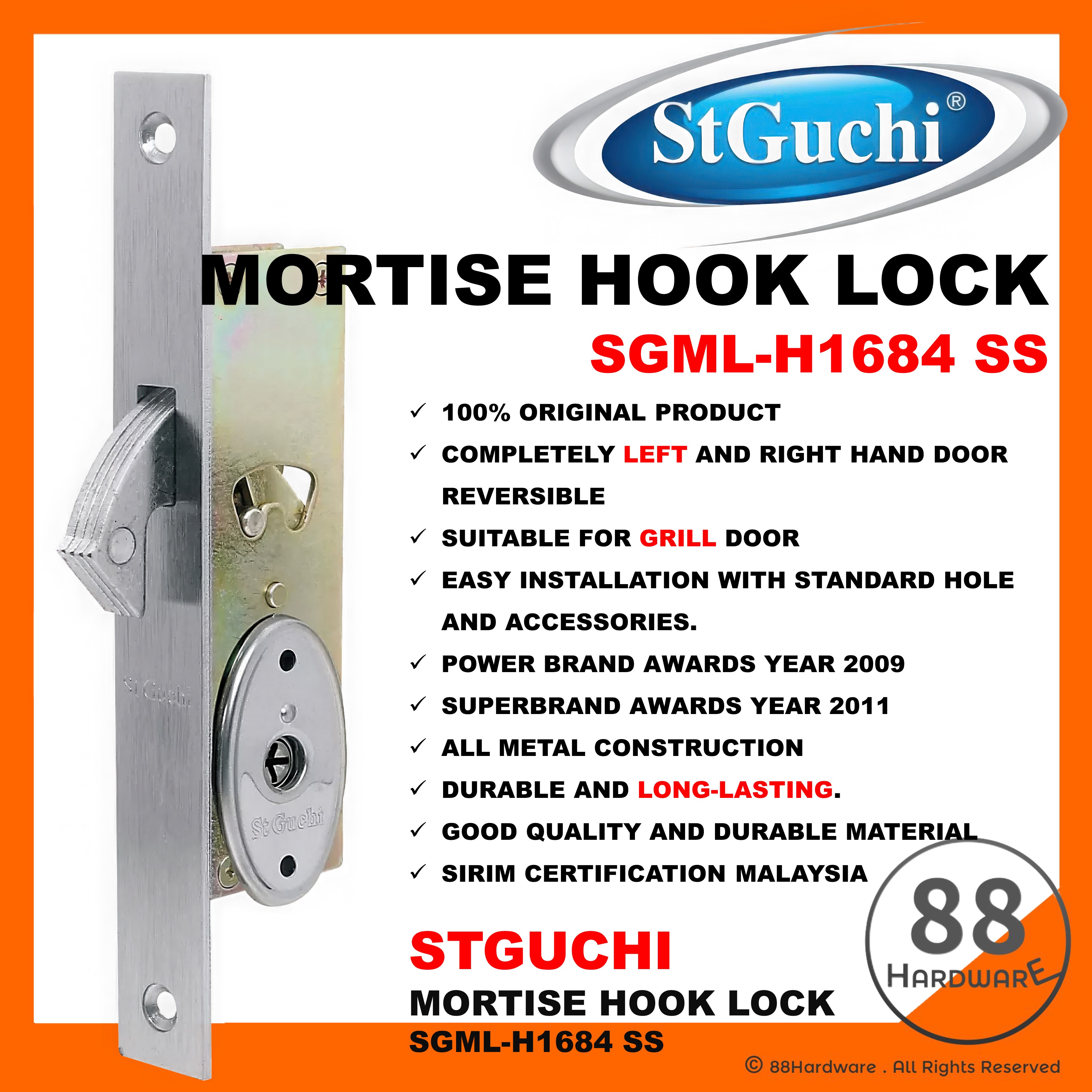 【100%ORI】HUGO STGUCHI 1684 Hook Lock / sliding door lock / kunci grill ...